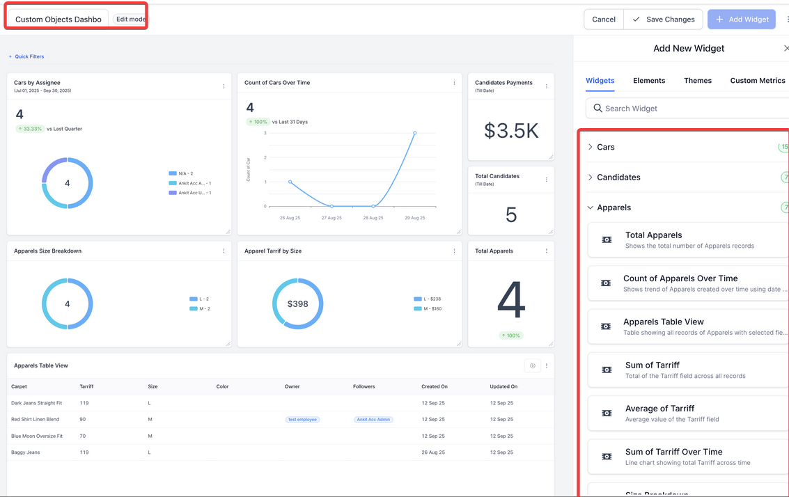 Dashboard: Create widget using Custom Objects - Mastermind Knowledge Base
